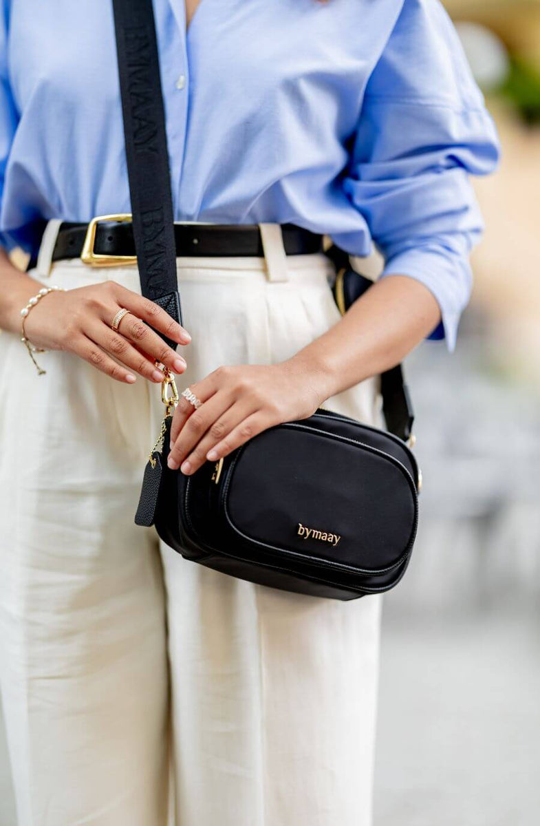 Premium Black Crossbody Bag + Gold Hardware & Eco-Friendly | Bymaay ...